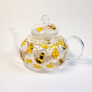 Bee Glass Teapot Personalised Tea Pot With Honeycomb Wedding Gift for ...