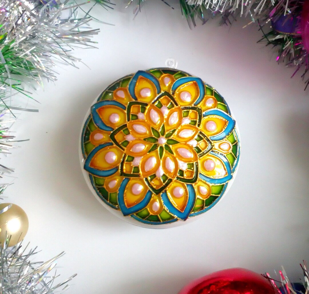Mandala Christmas Ornament Handmade Hand Painted Christmas Decor, Gift ...