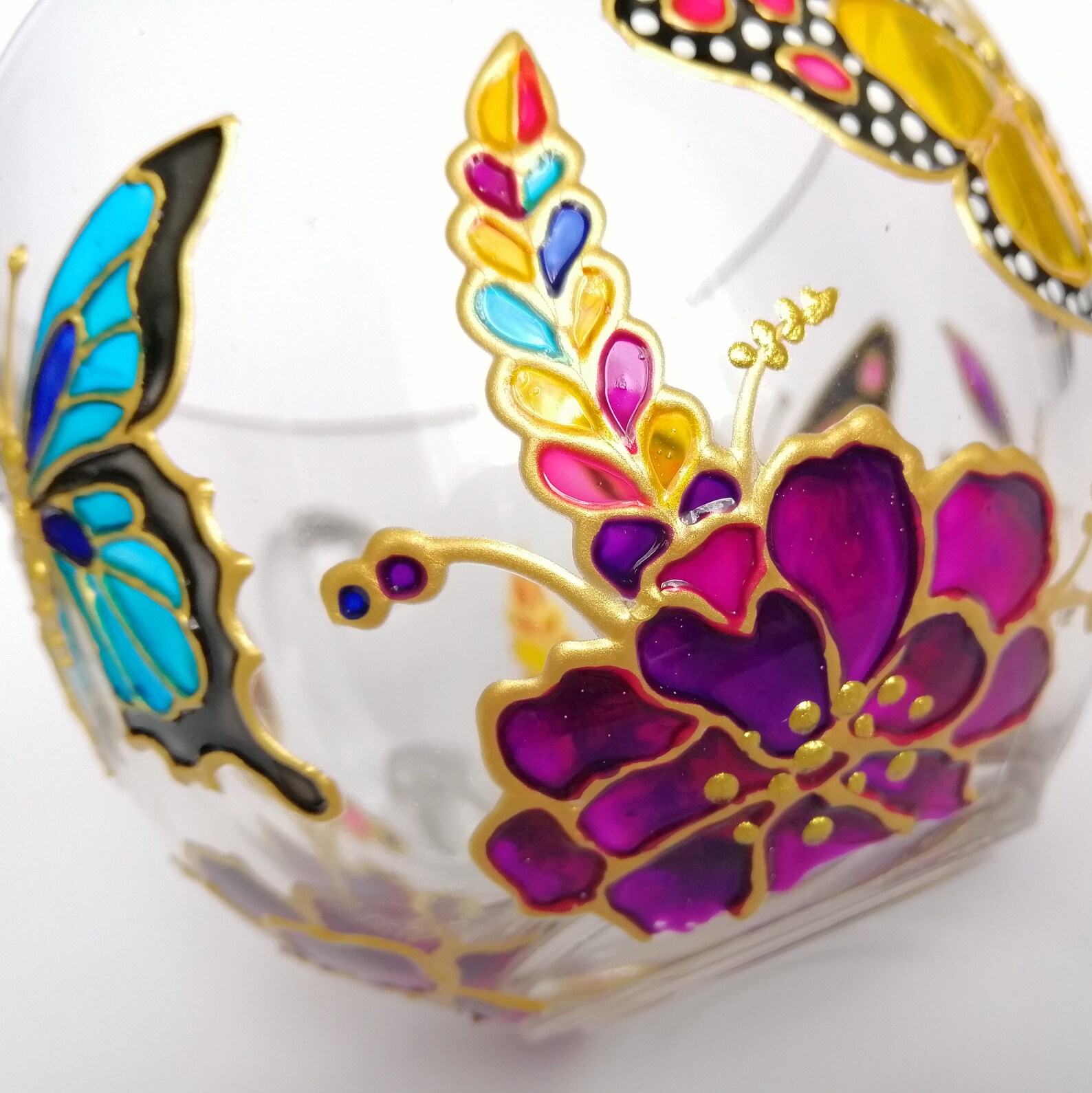 Butterfly Big Coffee Mug Personalised Glass Mug Hand Painted - Etsy