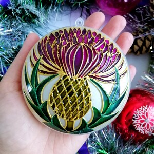 Scottish Thistle Christmas Ornament Handmde Hand Painted Ornament Gift ...