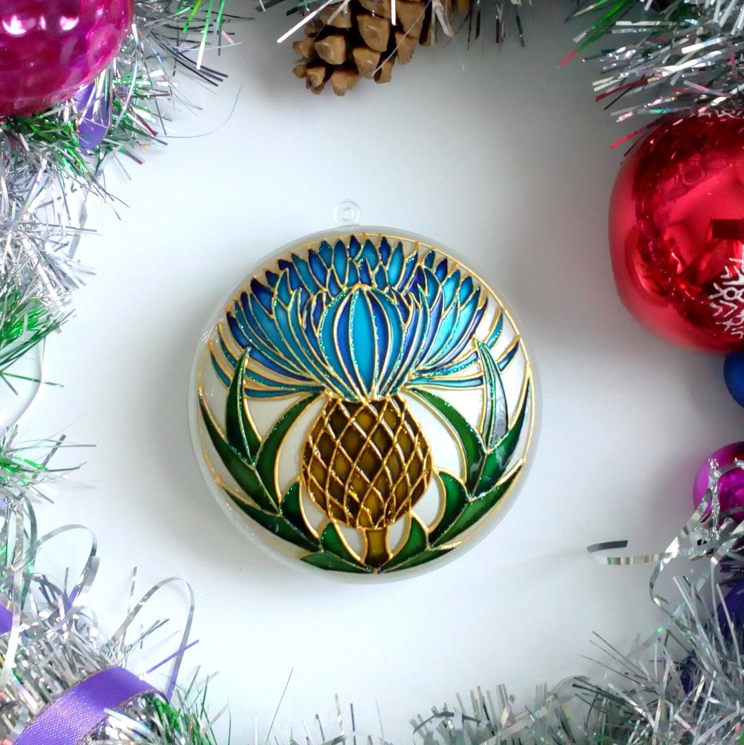 Thistle Christmas Ornaments Handmade Scottish Thistle Christmas Baubles ...