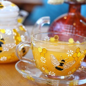 Personalised Bee Tea Cup and Saucer Hand Painted Tea Set for Bridal ...
