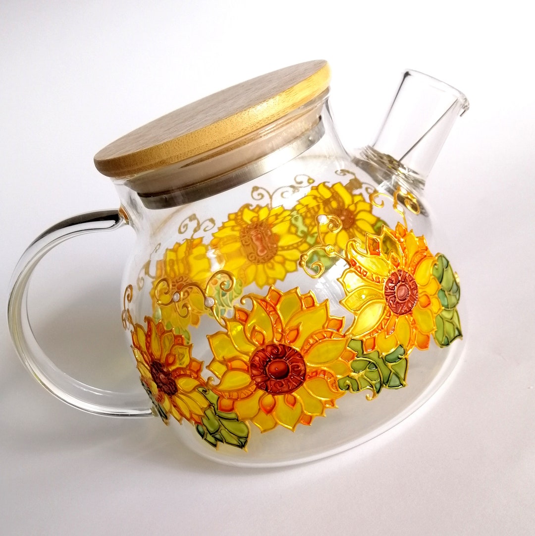 Sunflower Teapot Personalised Hand Painted Tea Kettle With Sunflowers ...