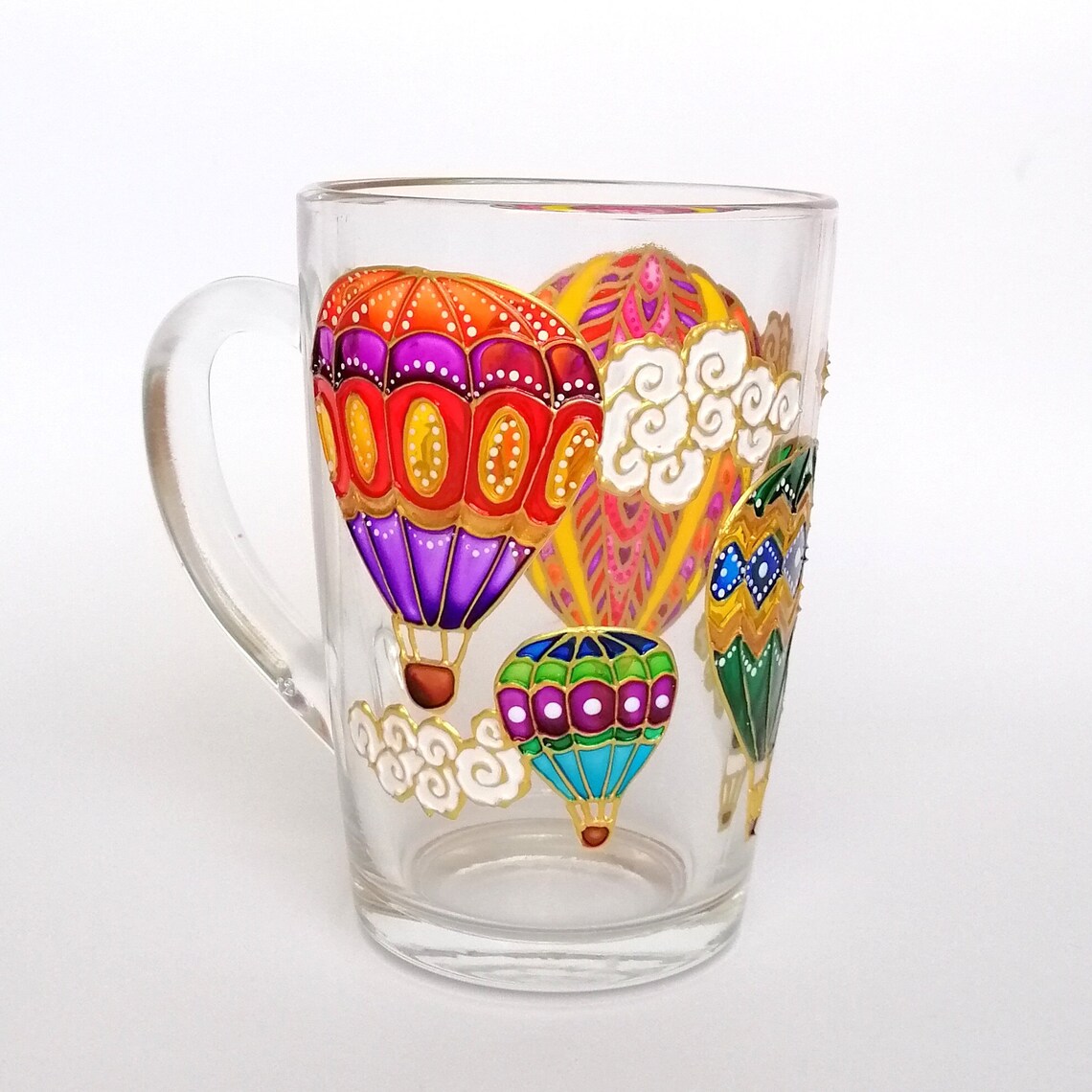 Hot air balloon coffee mug hand painted Personalised mug | Etsy