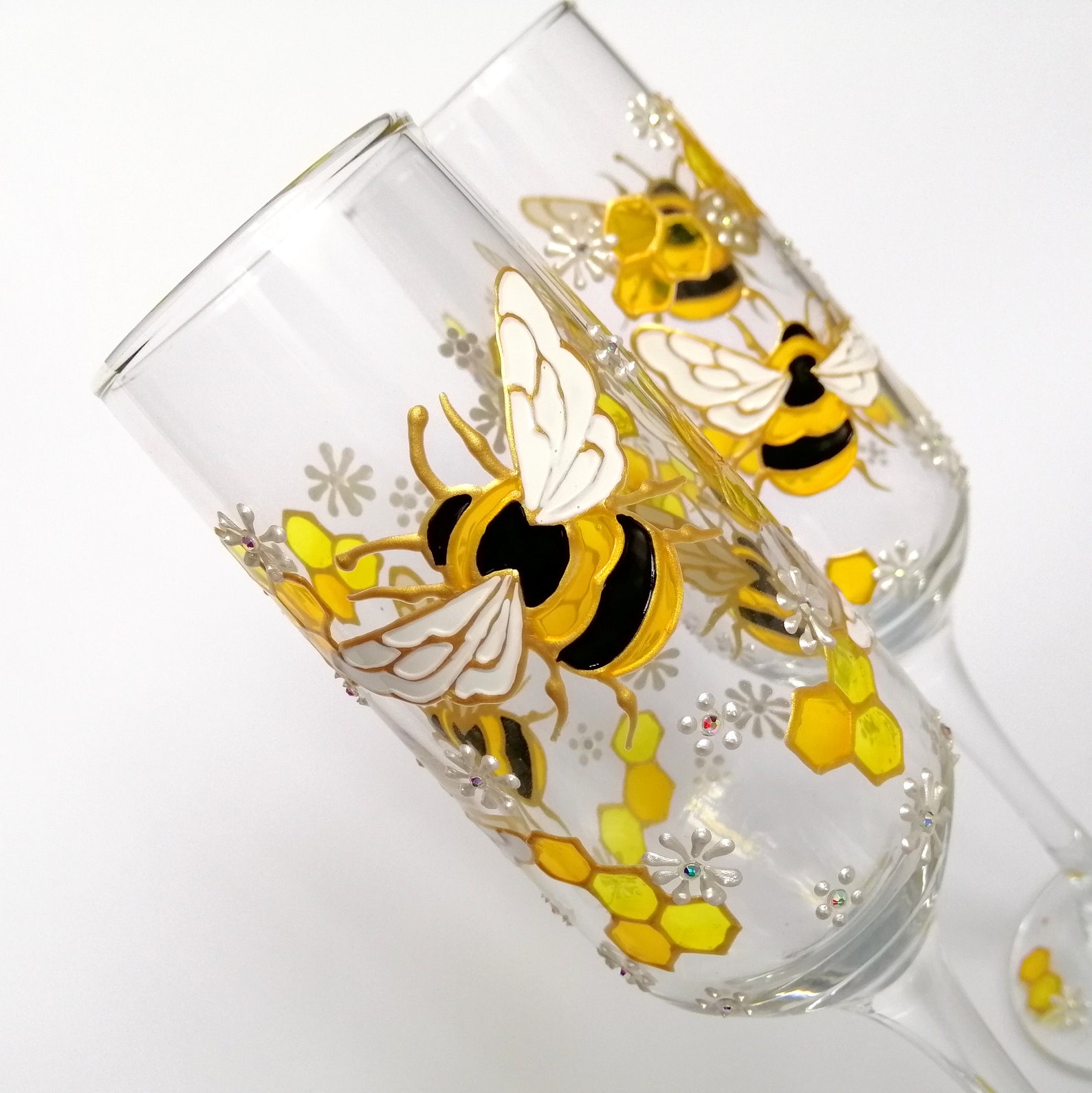 Bee Champagne Flutes Personalised Wedding Glasses With Bee and ...