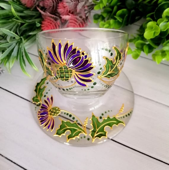 Scottish Thistle Tea Cup With Suacer Personalised Father's - Etsy