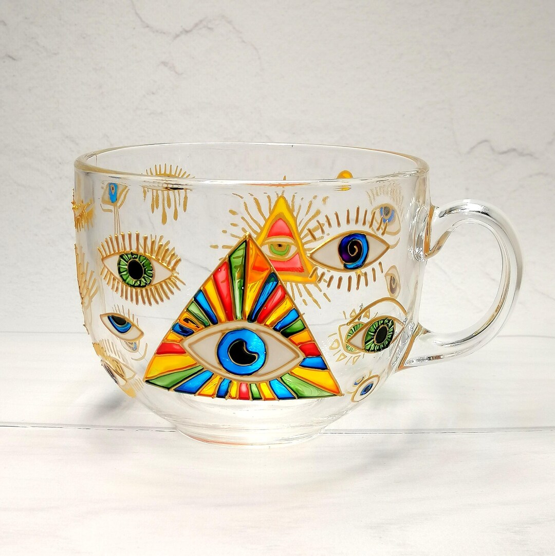 Personalized All-seeing Eye Mug: Hand-painted Protection Coffee Cup - Etsy