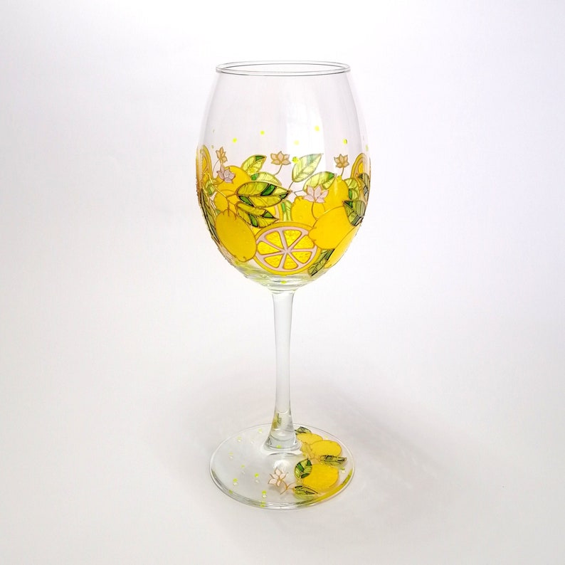 Hand Painted Lemon Wine Glass: Personalized Summer Gift - Etsy