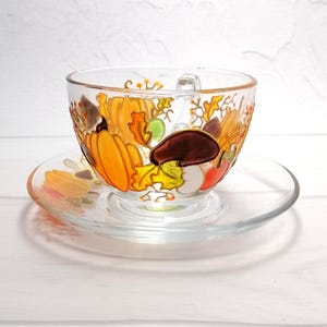 Hand Painted Pumpkin Teacup With Saucer: Autumn Tea Set - Etsy