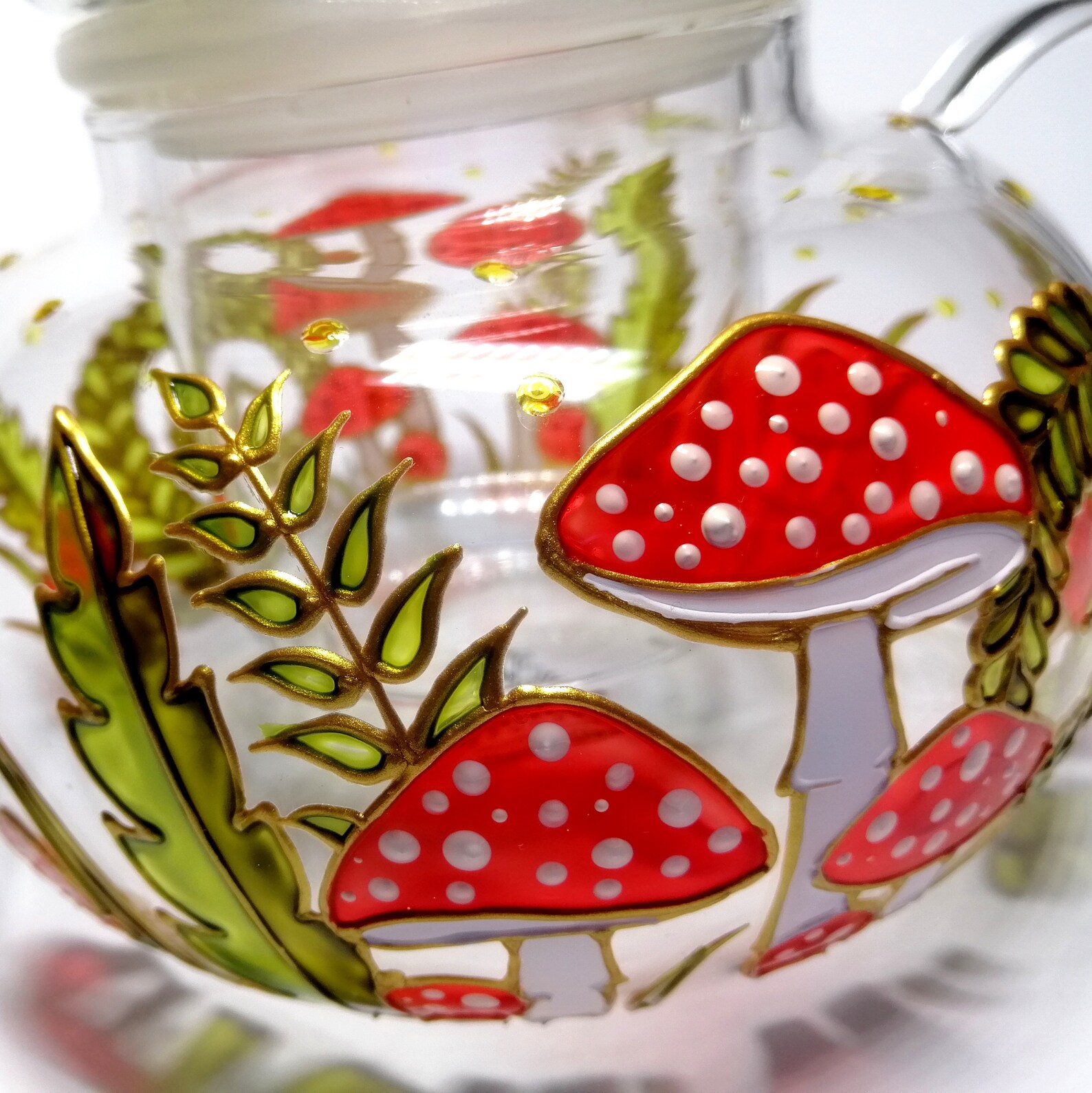 Hand Painted Mushroom Tea Set: Personalized Glass Teapot - Etsy