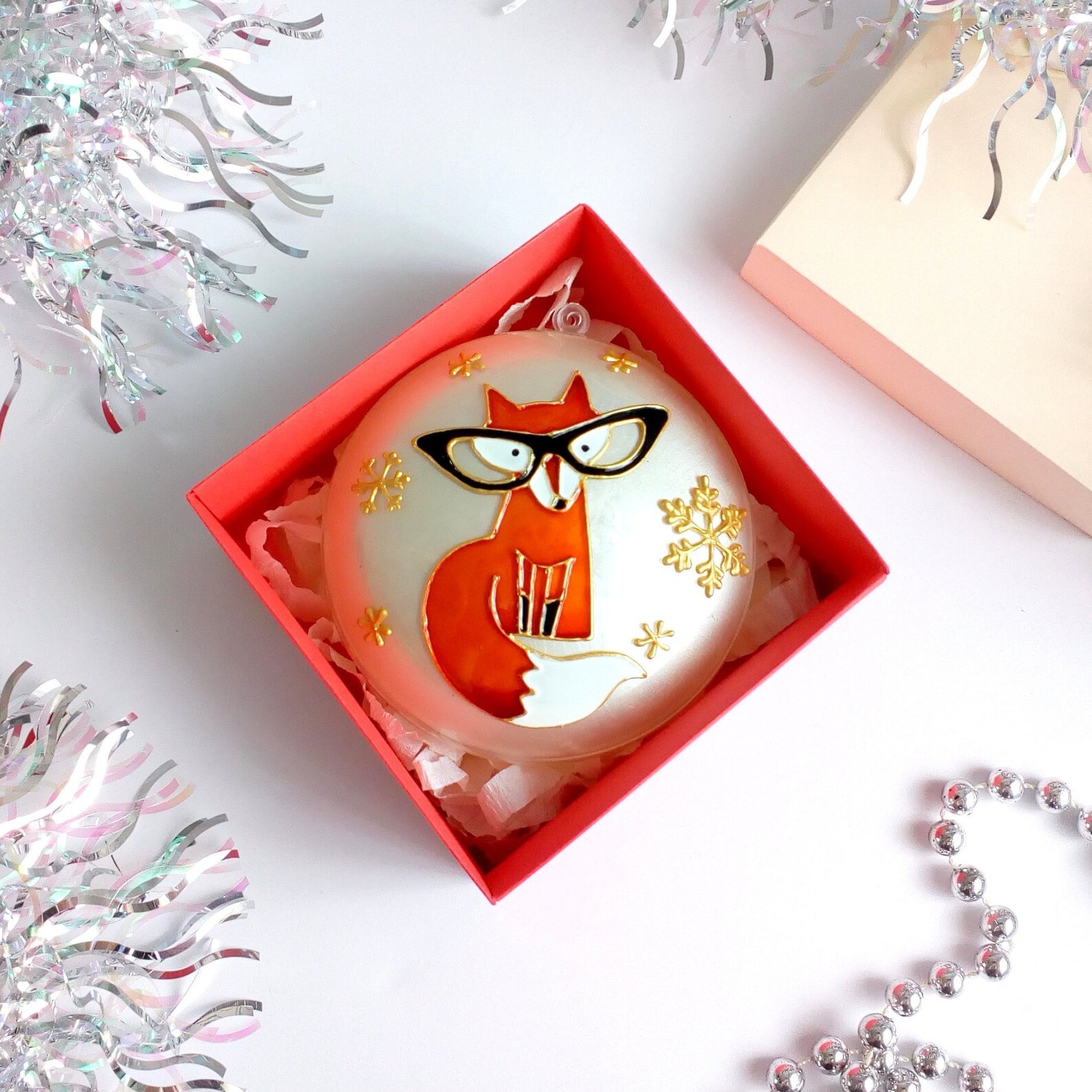 Fox Christmas Ornament Handmade Christmas Tree Decoration Hand Painted ...