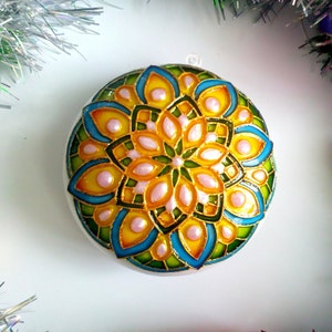 Mandala Christmas Ornament Handmade Hand Painted Christmas Decor, Gift ...