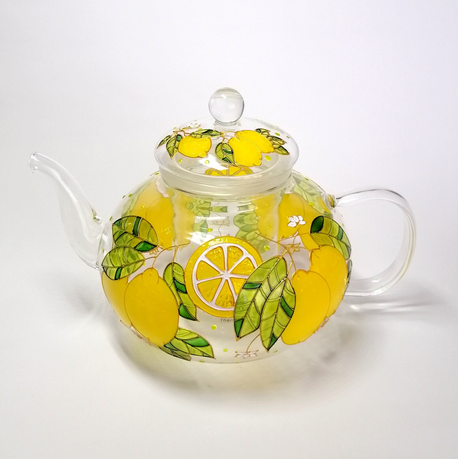 Lemon Glass Teapot Hand Painted Personalised Tea Pot With - Etsy