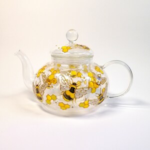 Bee Glass Teapot Personalised Tea Pot With Honeycomb Wedding Gift for ...