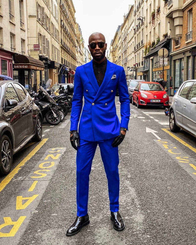 Men's Royal Blue Double Breasted Suit - Etsy
