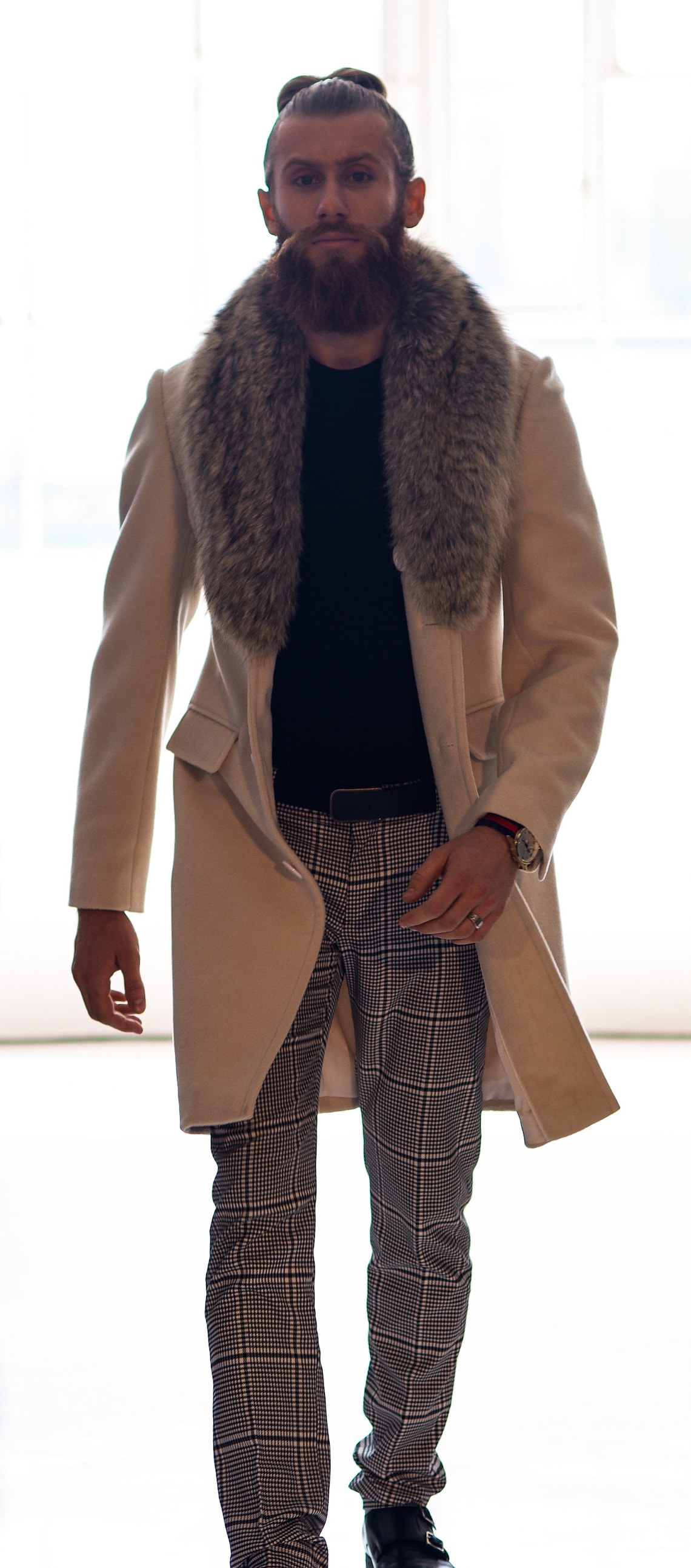 Men's Wool Winter White Top Coat with Detachable Coyote | Etsy