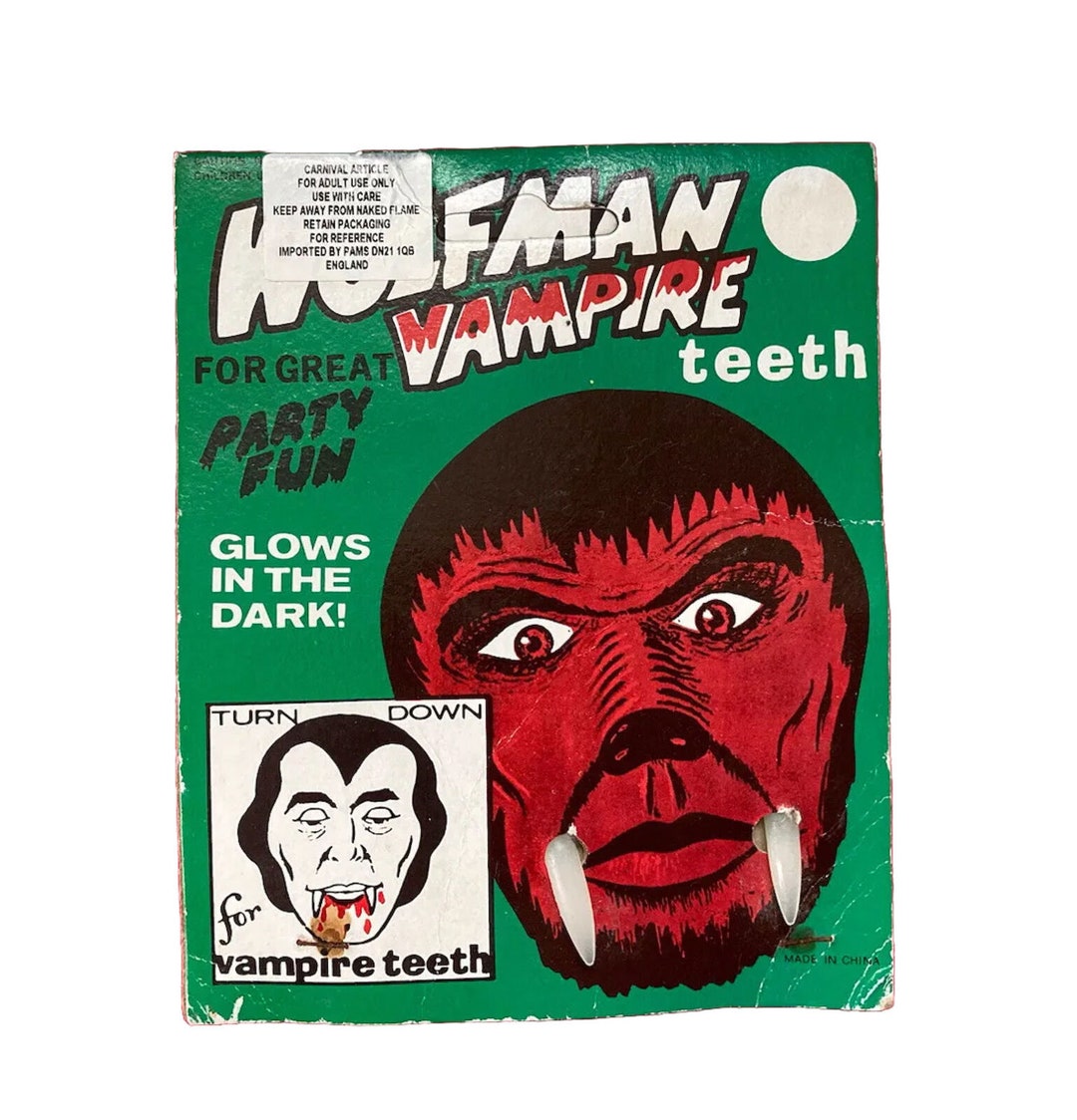 Vintage HORROR WOLFMAN VAMPIRE Teeth 1970s New Old Joke Shop Stock ...