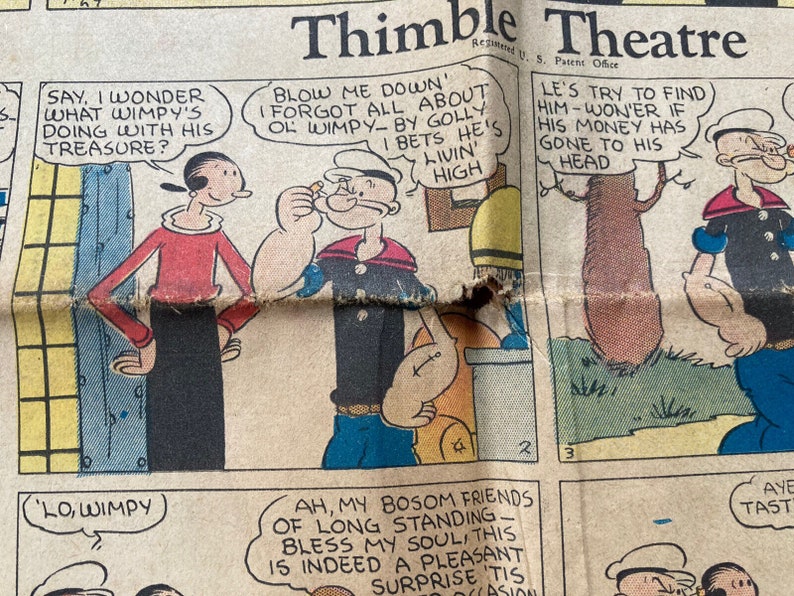 New York Evening Journal Comics Section 1934 POPEYE THIMBLE THEATRE ...