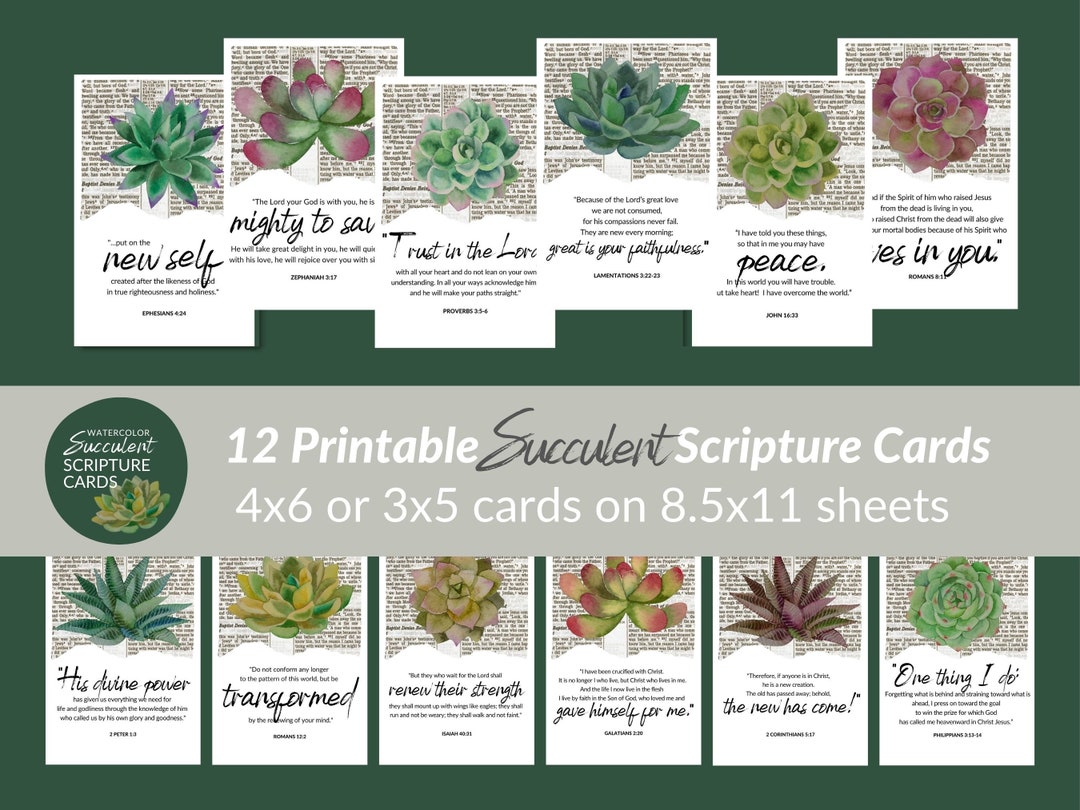 Printable Succulent Bible Verse Cards - Etsy