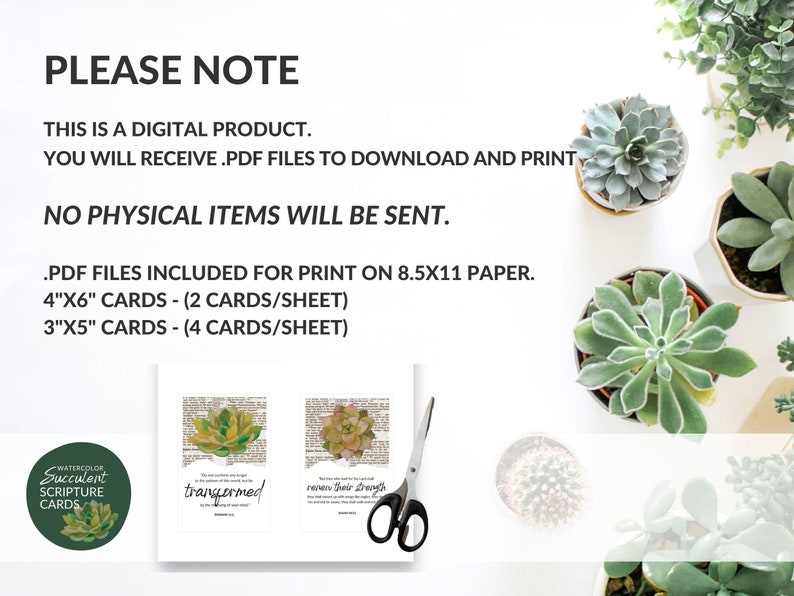 Printable Succulent Bible Verse Cards - Etsy