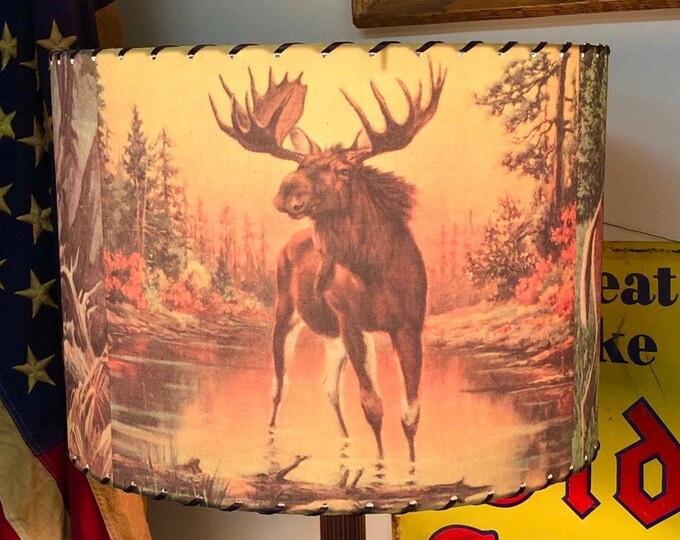 Our Nostalgic Vintage Wildlife Images Lamp Shade, Moose, Deer, Bear ...