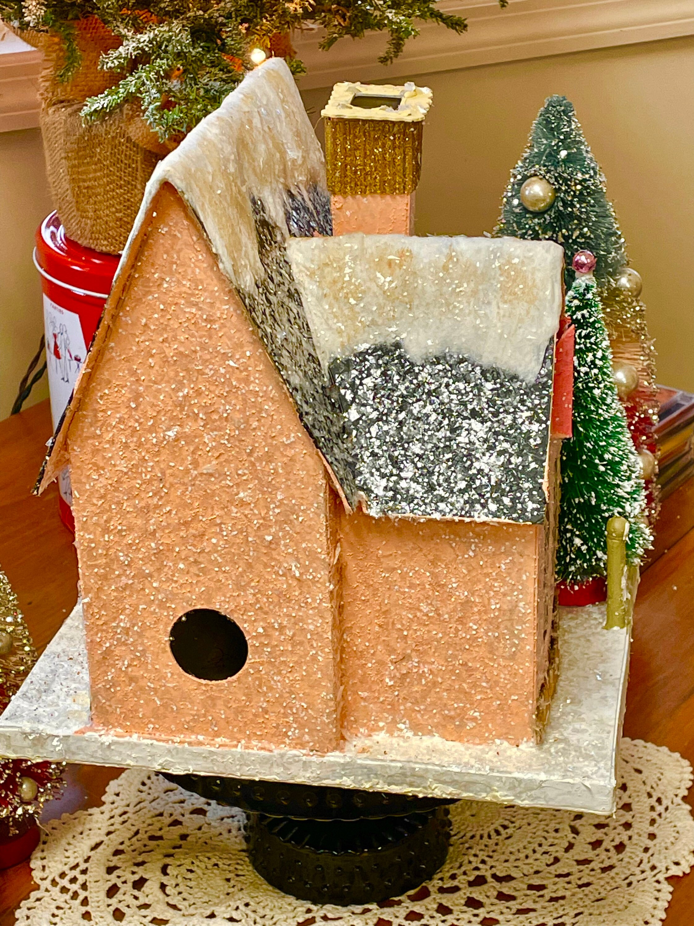 Cozy Old Cardboard Christmas Cottage . . . 10 1/2 Inches Tall and Wide ...