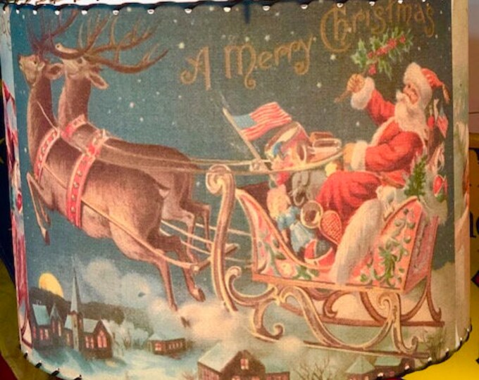 Nostalgic Christmas Santa and Sleigh Lamp Shade Large From Vintage ...