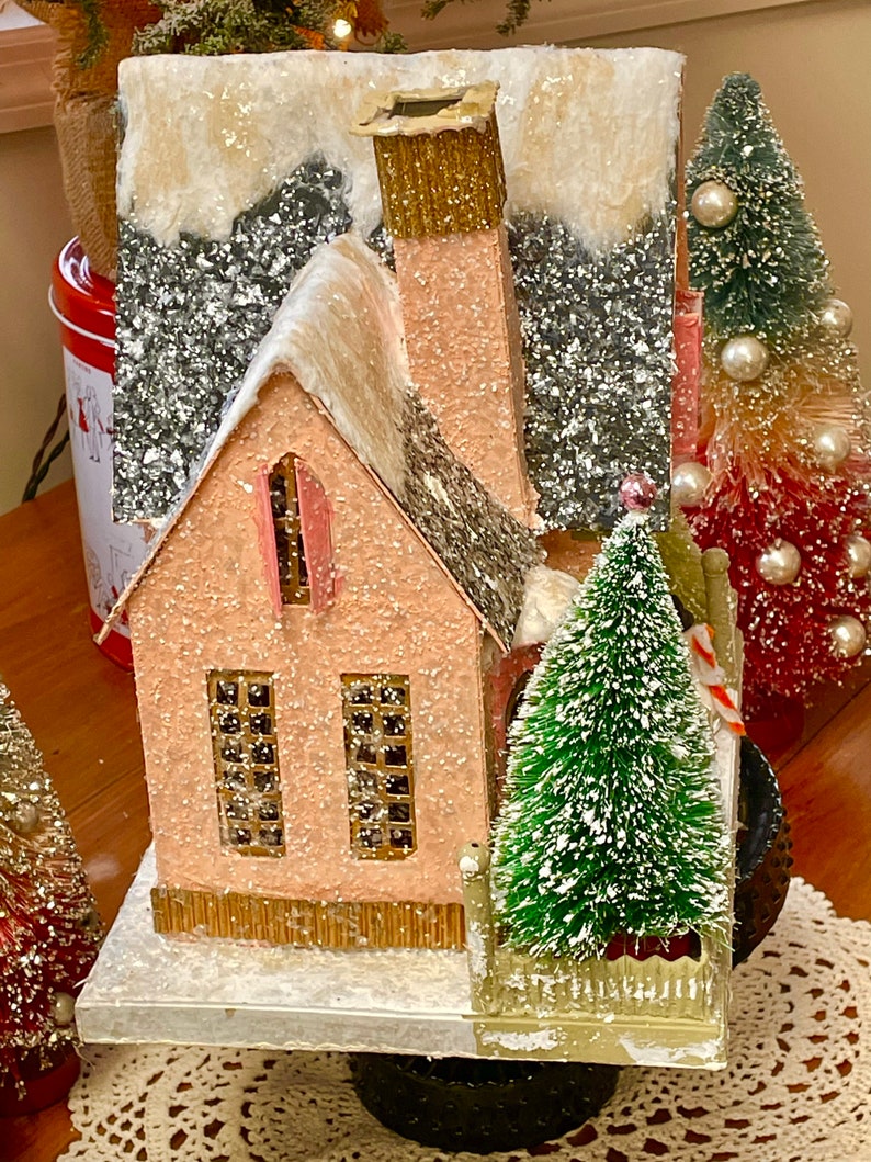 Cozy Old Cardboard Christmas Cottage . . . 10 1/2 Inches Tall and Wide ...