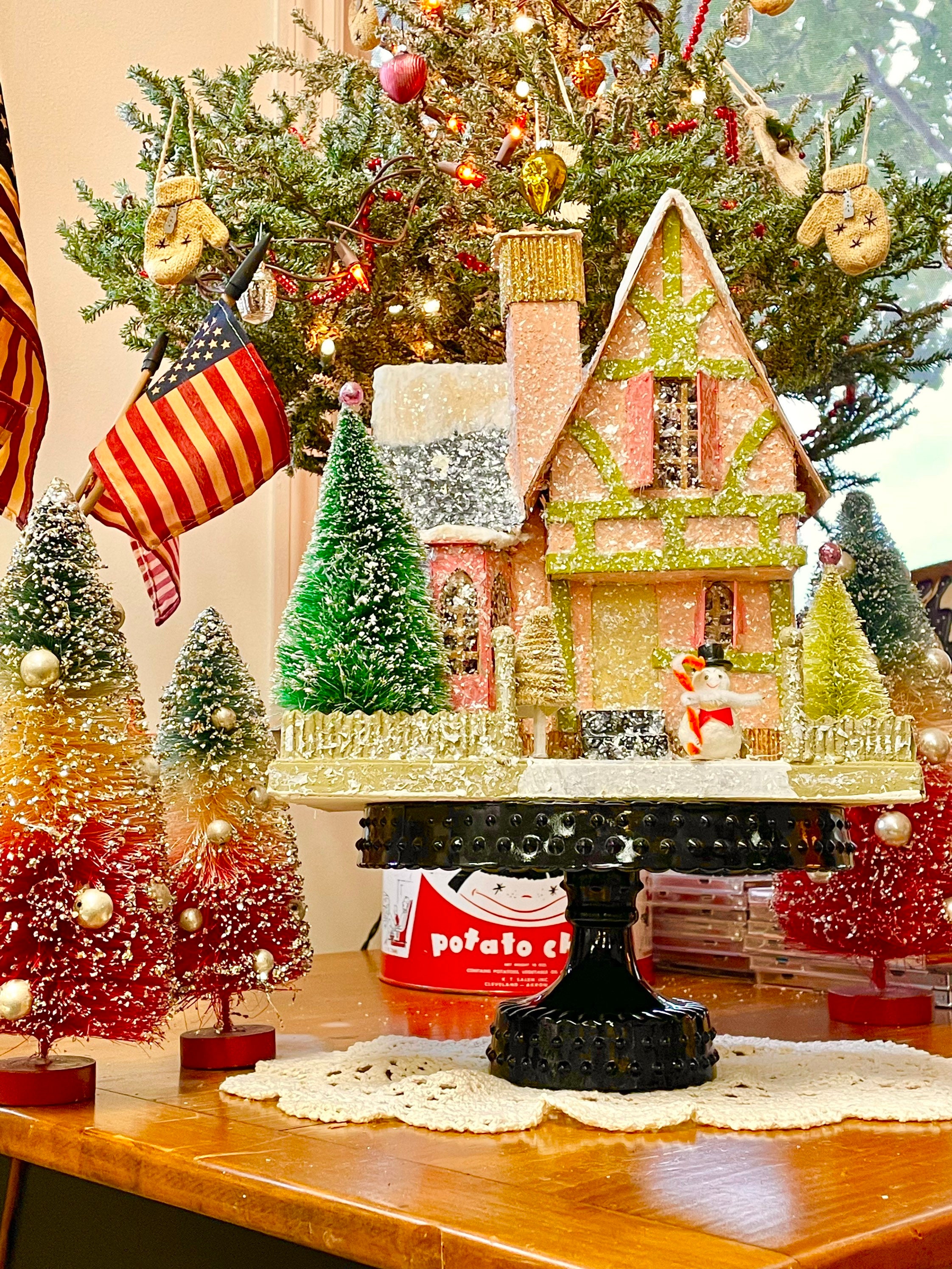 Cozy Old Cardboard Christmas Cottage . . . 10 1/2 Inches Tall and Wide ...