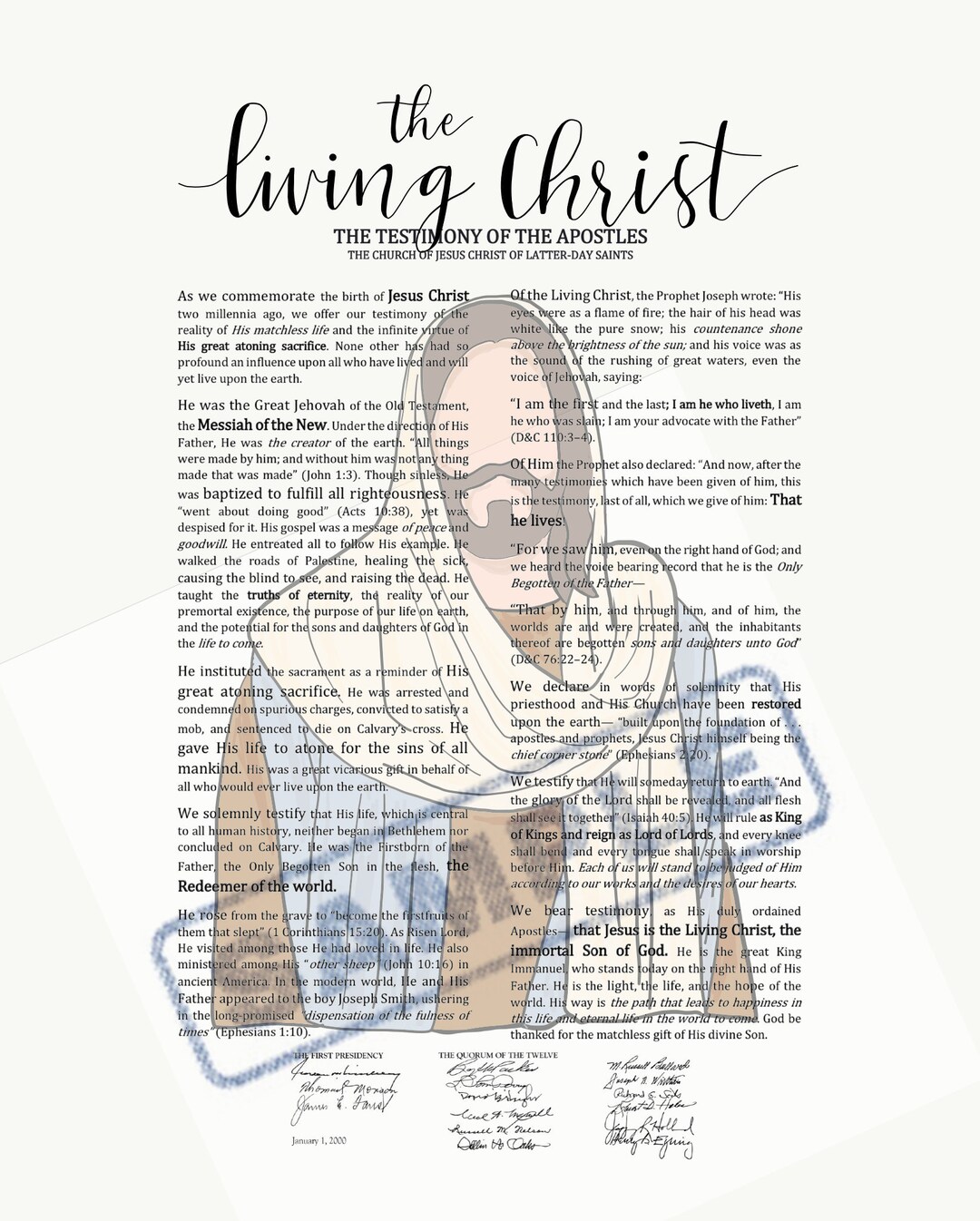 The Living Christ Portrait, Latter-day Saints Testimony (digital ...