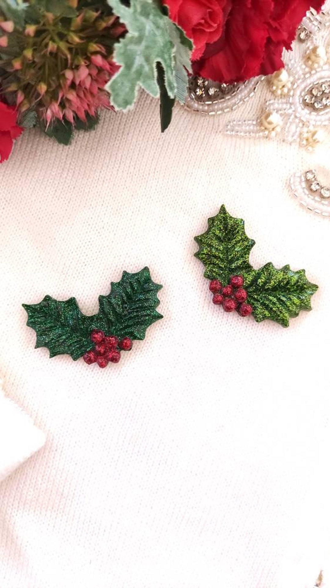 Glitter Holly Brooch 1950s Vintage Style Jewellery Mid Century Style 40 ...