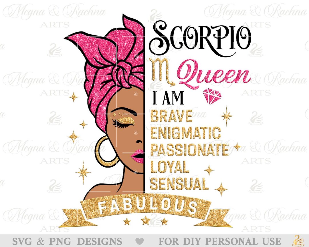Reina Escorpio Svg, Reina De Cumpleaños Svg, Mujer Negra Svg, Chica ...