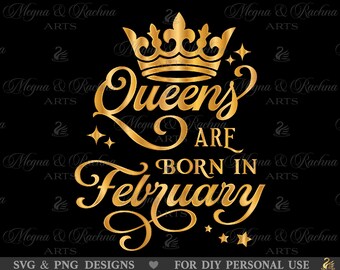 February Birthday Queen Png | Etsy