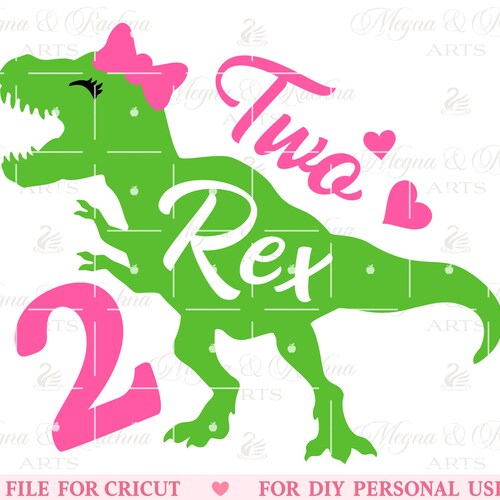 2 Rex SVG Girl Two Rex Dinosaur Birthday Svg Clipart 2nd - Etsy
