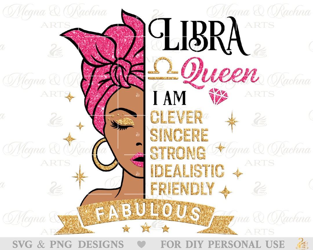 Libra Reina Svg Cumpleaños Reina Svg Mujer Negra Svg Libra - Etsy España