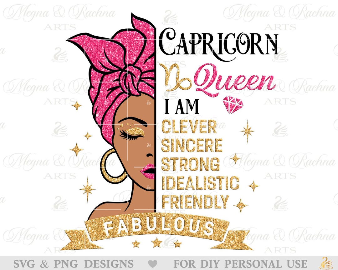 Capricorn Queen Svg, Birthday Queen Svg, Black Woman Svg, Capricorn ...