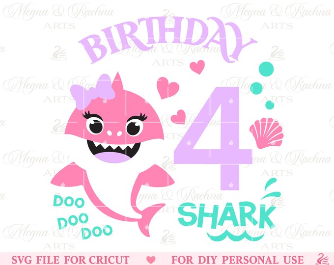 4th Birthday Shark Svg Shark Doo Doo Svg Shark Birthday Svg - Etsy
