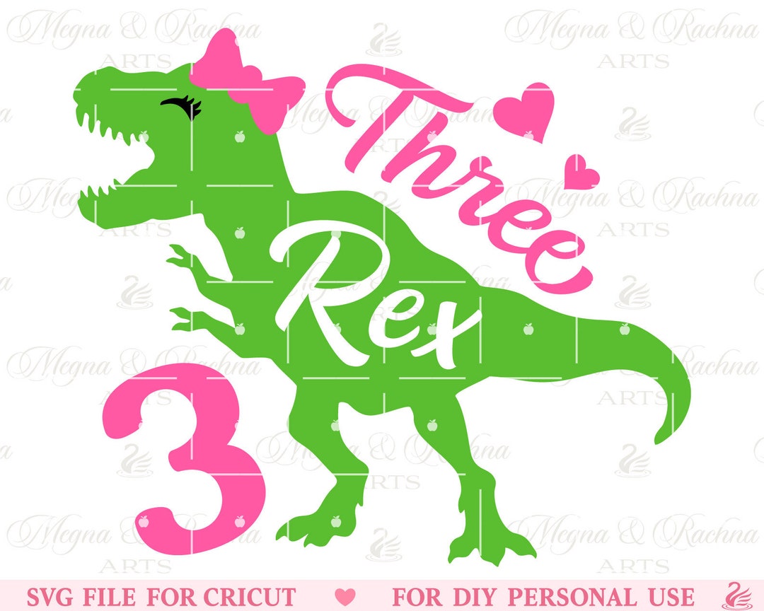 Three Rex Svg, Dino 3rd Birthday Svg, Trex Svg, Third Dinosaur Birthday ...