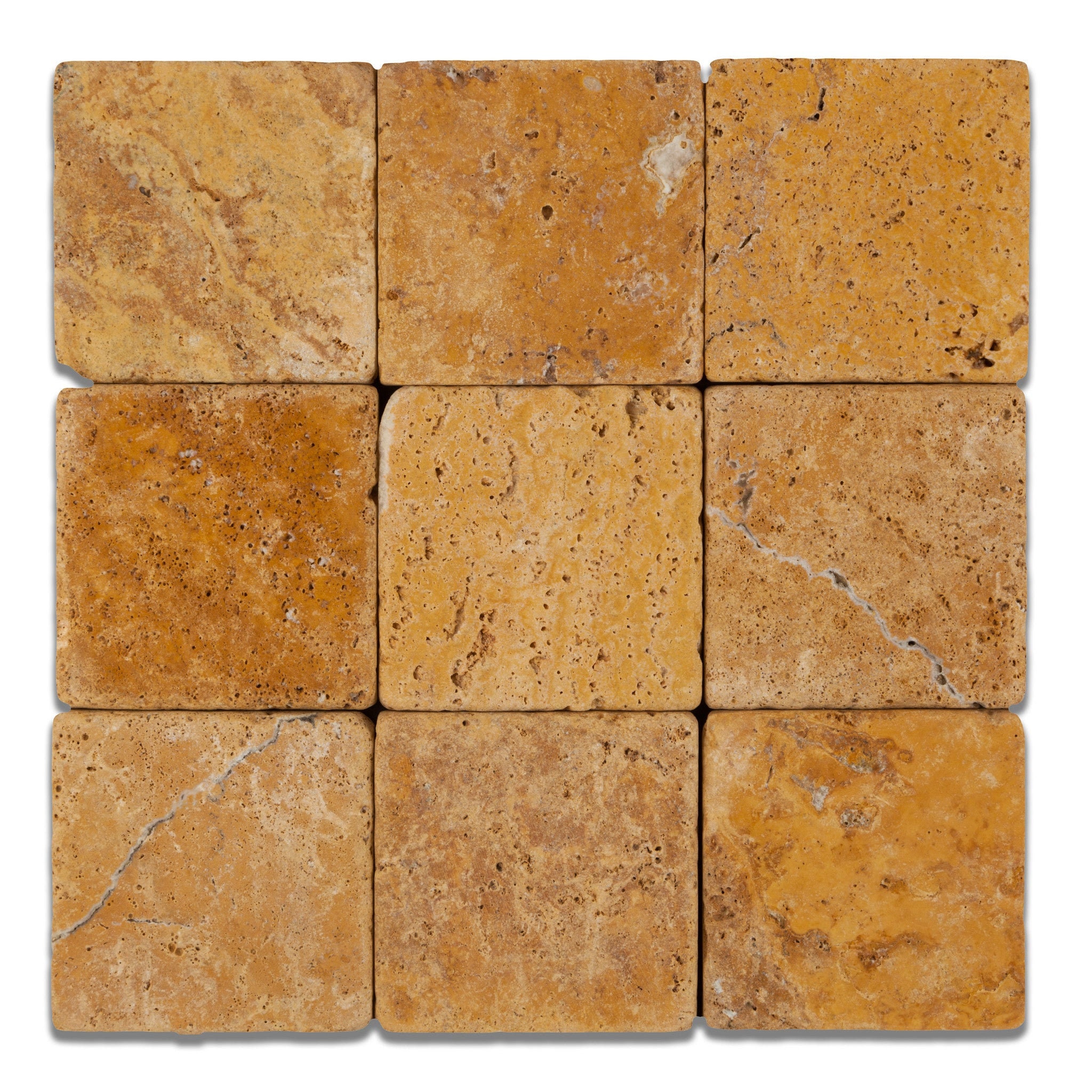 4 X 4 Gold / Yellow Travertine Tumbled Field Tile - Etsy