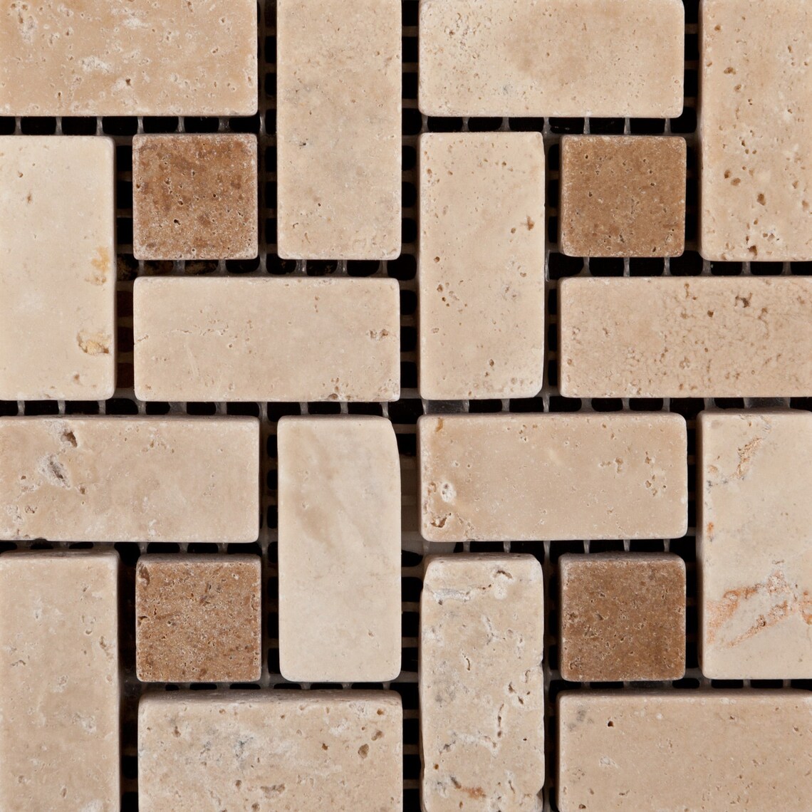 Ivory Travertine Tumbled Mini Pinwheel Mosaic Tile W/ Noce Dots - Etsy