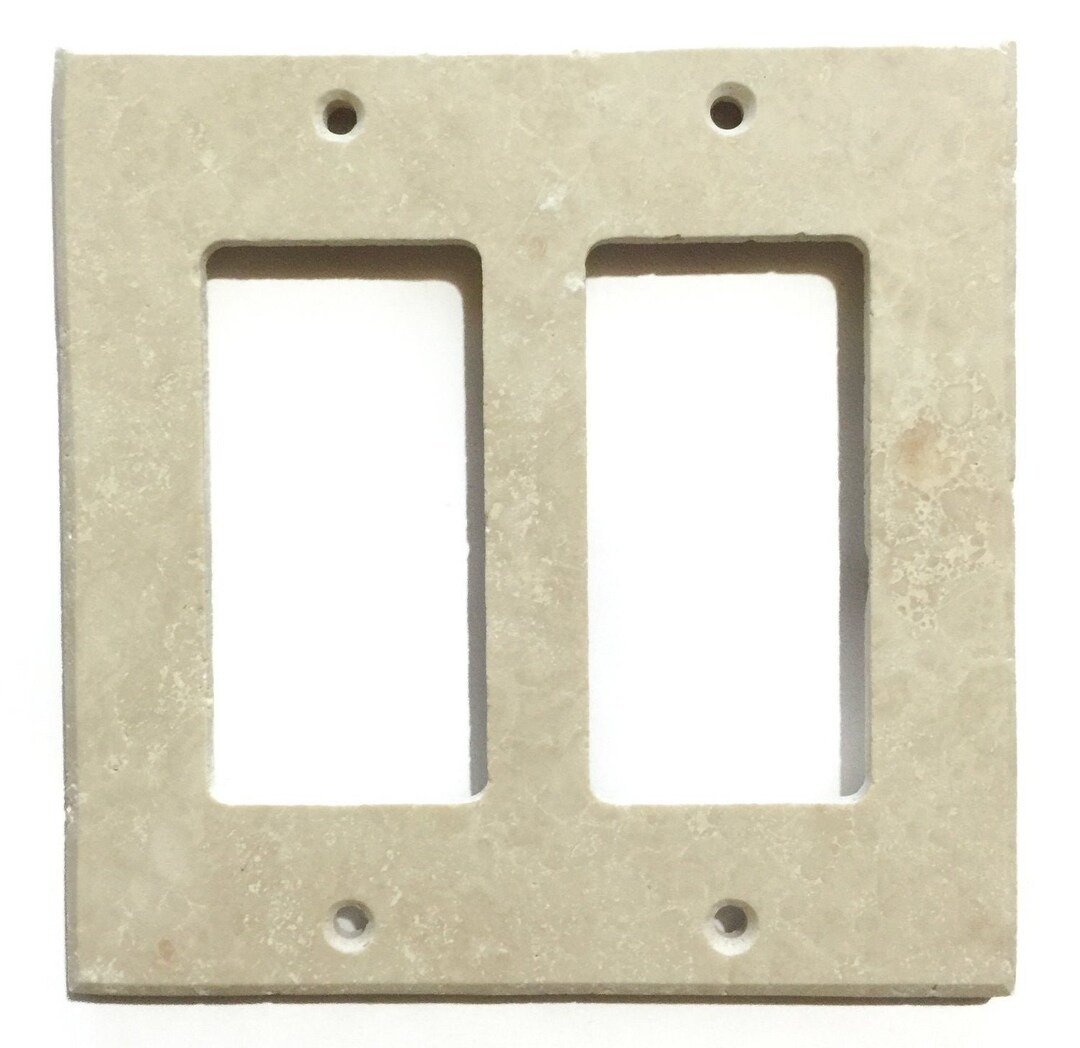Ivory Travertine Double Rocker Switch Wall Plate / Switch Plate / Cover ...