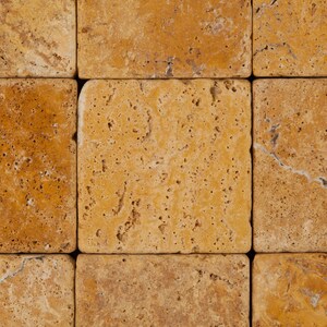 4 X 4 Gold / Yellow Travertine Tumbled Field Tile - Etsy