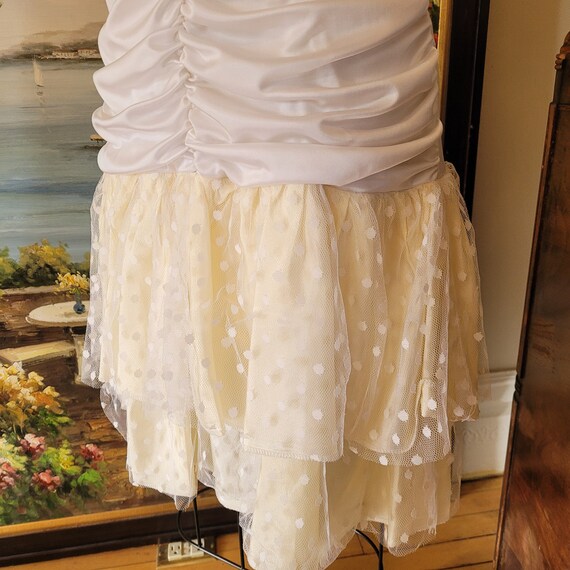 Vintage 80's white gathered party Prom wedding dress … - Gem