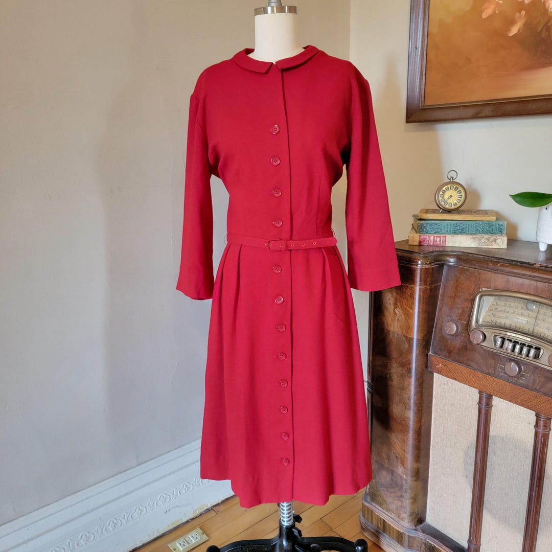 Red Wool Vintage Dress Carroll Reed Size 20 - Etsy