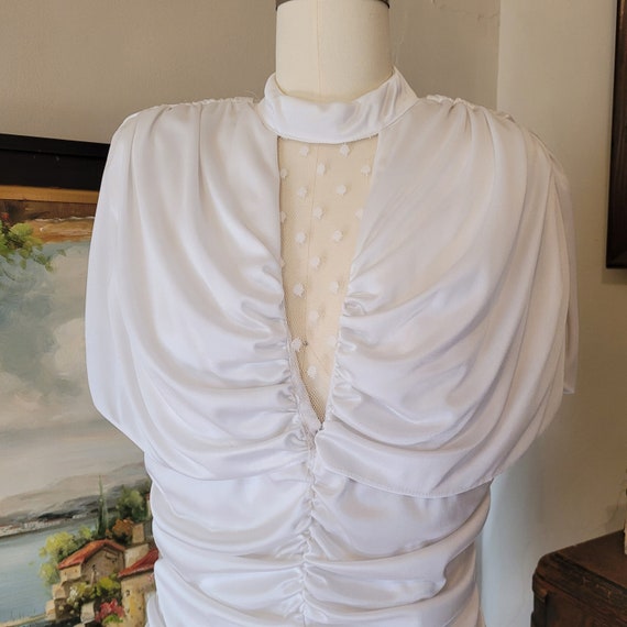 Vintage 80's white gathered party Prom wedding dress … - Gem