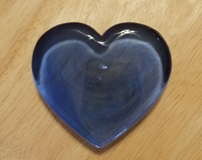 Hand Blown Glass Heart Paperweight. Cobalt Blue. Personalized Gift. - Etsy