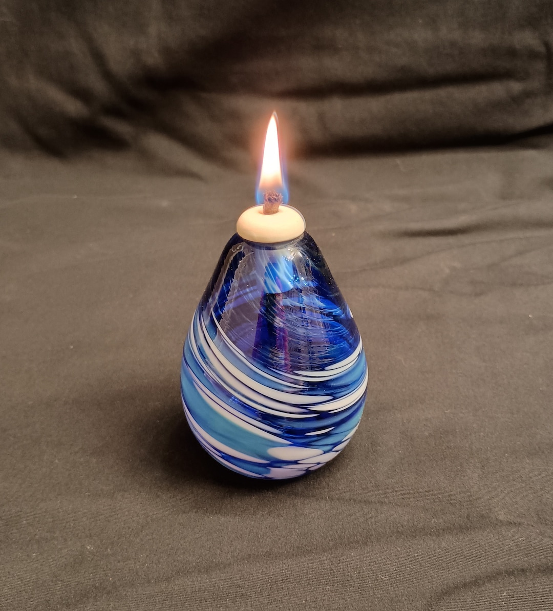 Hand Blown Glass Oil Lamp Reed Diffuser. Turquoise, Cobalt Blue & White ...