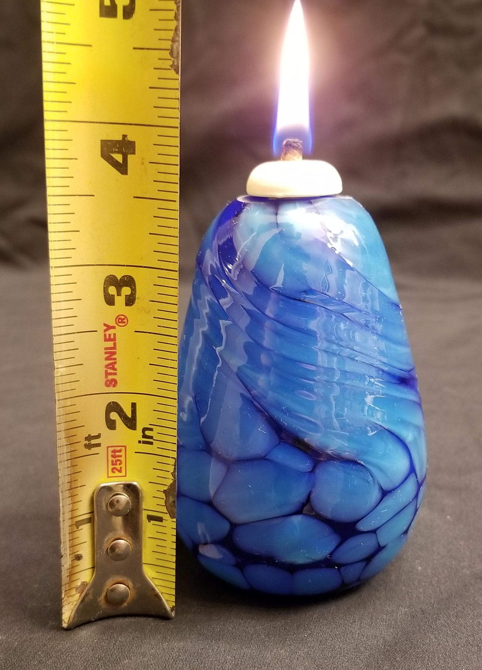 Hand Blown Glass Oil Lamp/tiki Torch/oil Candle. Cobalt Blue ...