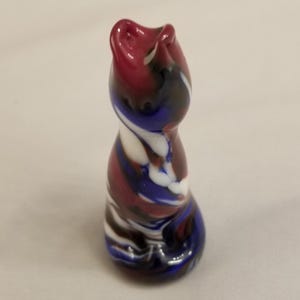 Hand Blown Glass Kitty Cat. Red, White & Blue. Hamon Art Glass. - Etsy
