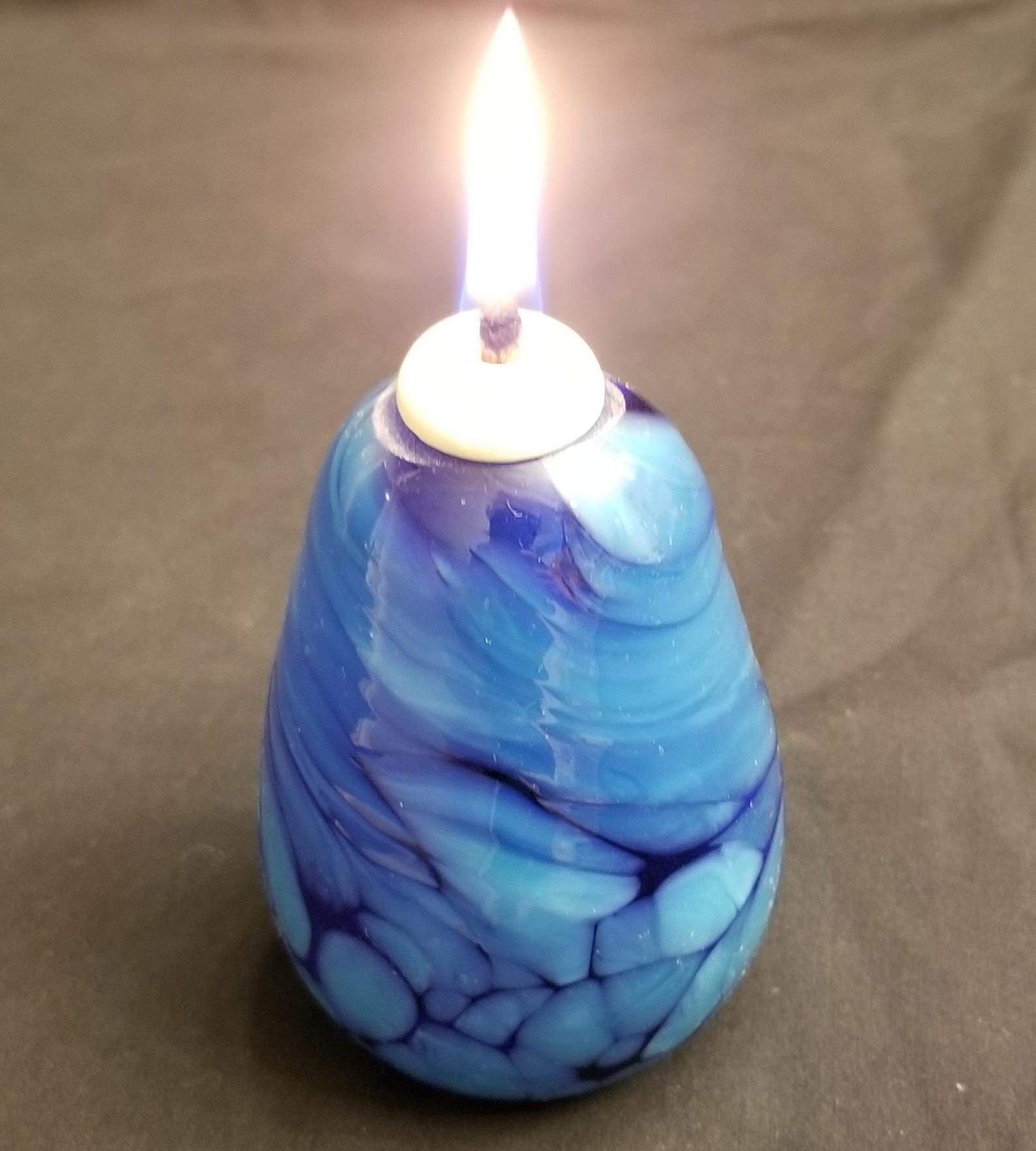 Hand Blown Glass Oil Lamp/tiki Torch/oil Candle. Cobalt Blue ...